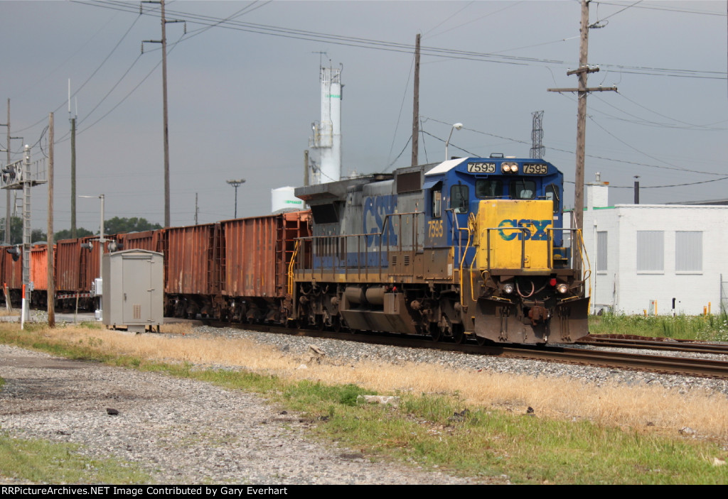CSX 7595 Heads Up Ballast Train